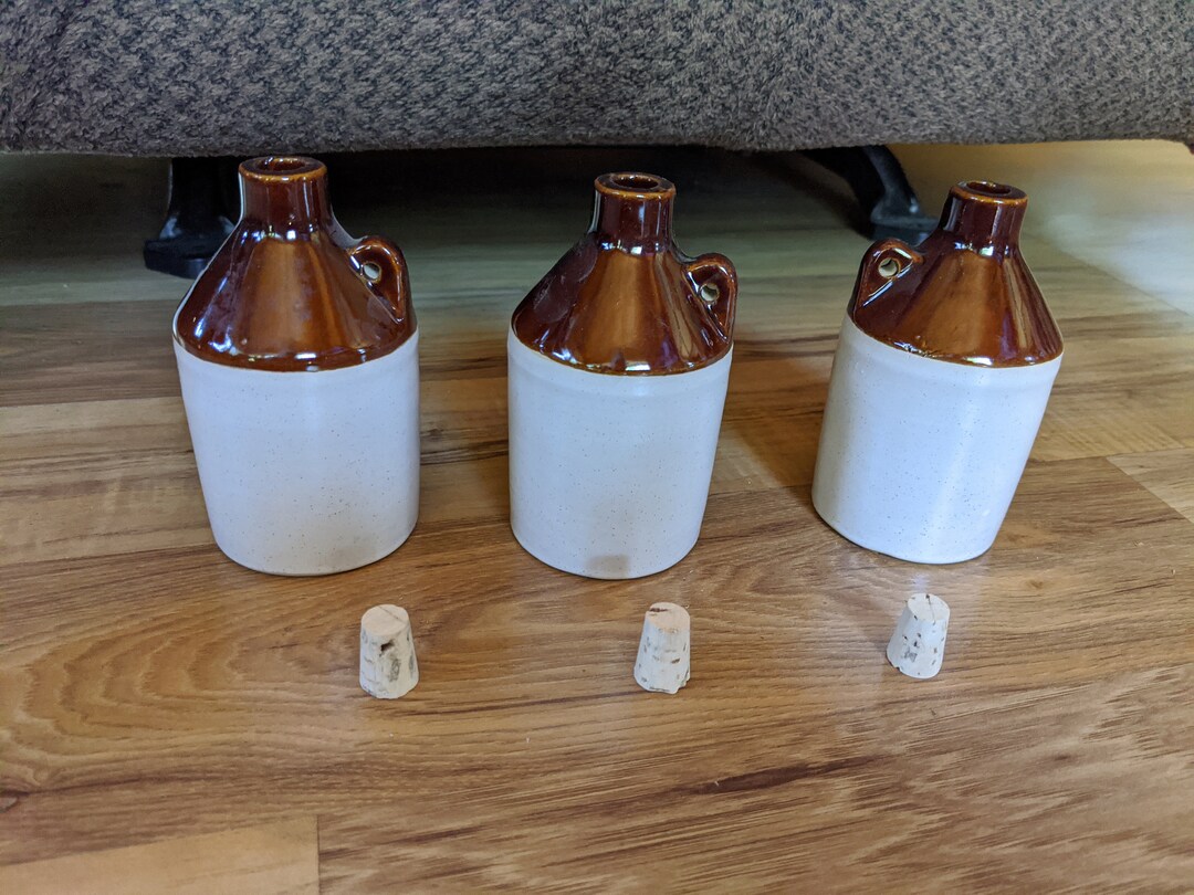 Lot of 3 Vintage 4" Brown & Cream Crocks Jugs With Corks - Etsy