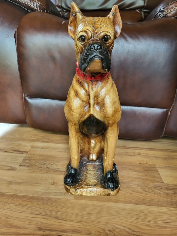 Vintage Ceramic Bull Dog Statue 20 Tall From Mexico - Etsy