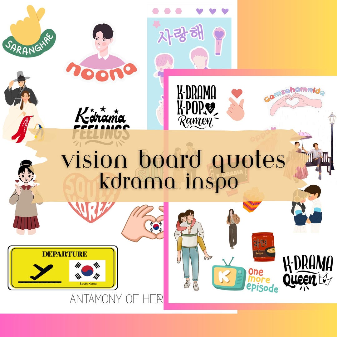 K-drama Vision Board Quotes | Korean Food Junk Journal Printable - Etsy