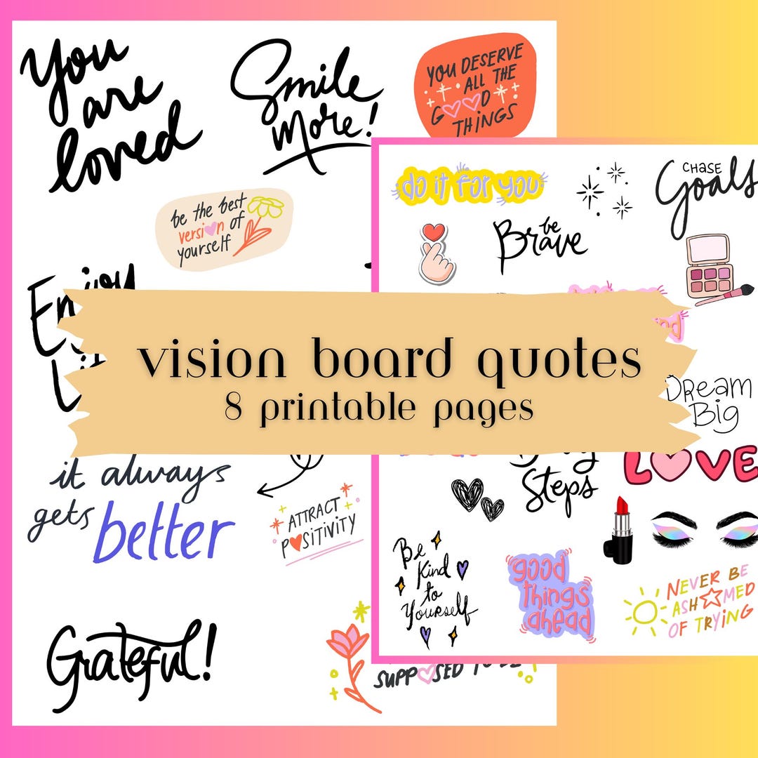 Vision Board Quotes |mood Board | Junk Journal Printable - Etsy