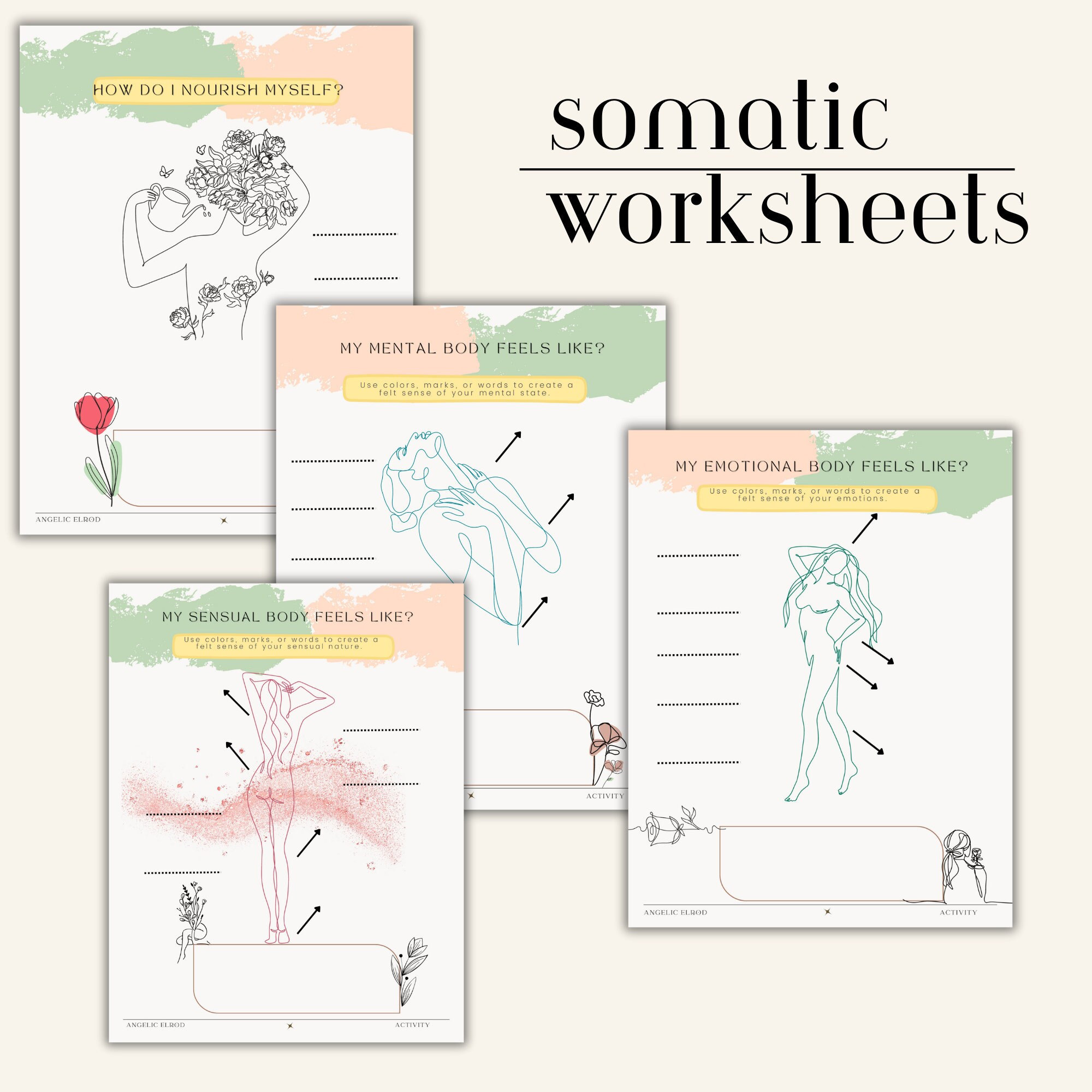 Somatic Printable Worksheets, Activities for Somatic Work, Somatic Art ...