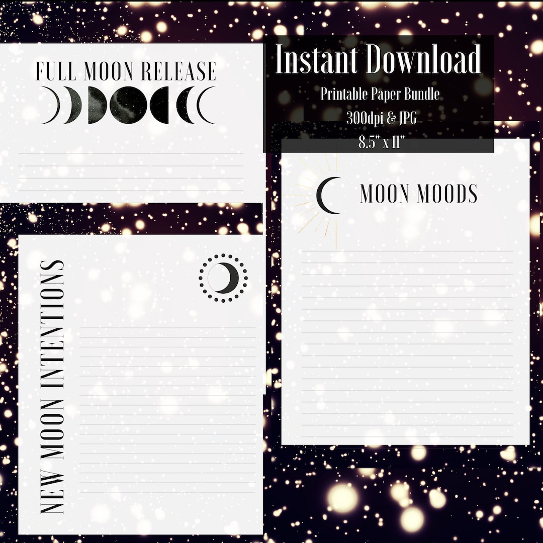 Scrapbooking Paper, Moon Journals, Custom Journal Pages, Lunar Phases ...