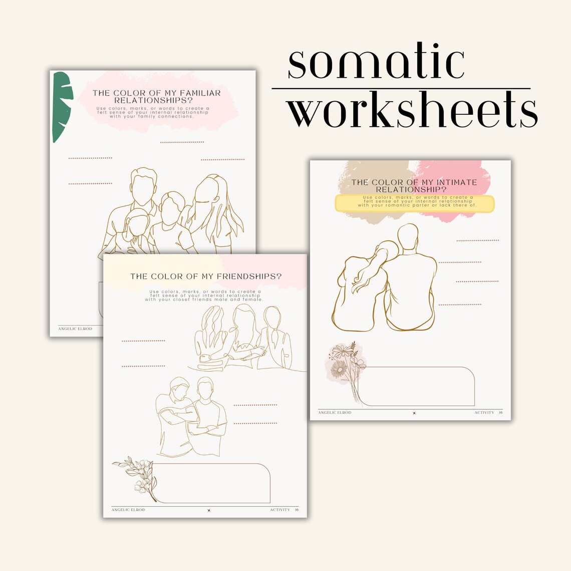 Somatic Printable Worksheets, Activities for Somatic Work, Somatic Art ...