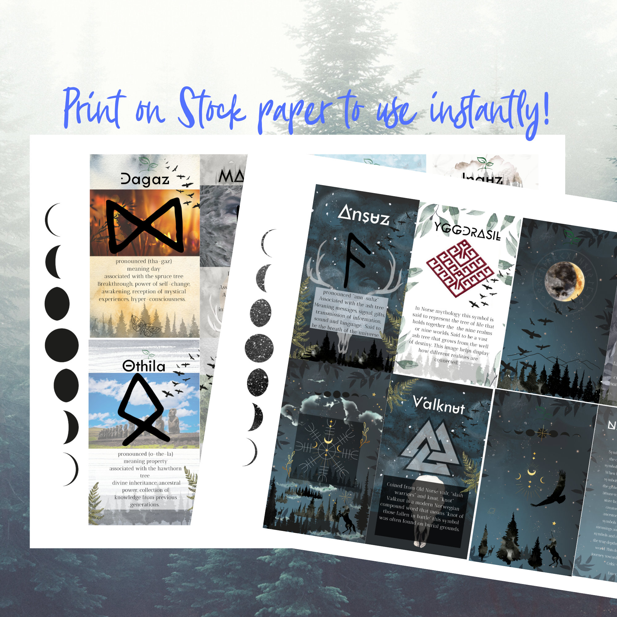 Nordic Runic Downloadable Deck, Printable Runes Cards, Norse Rune ...