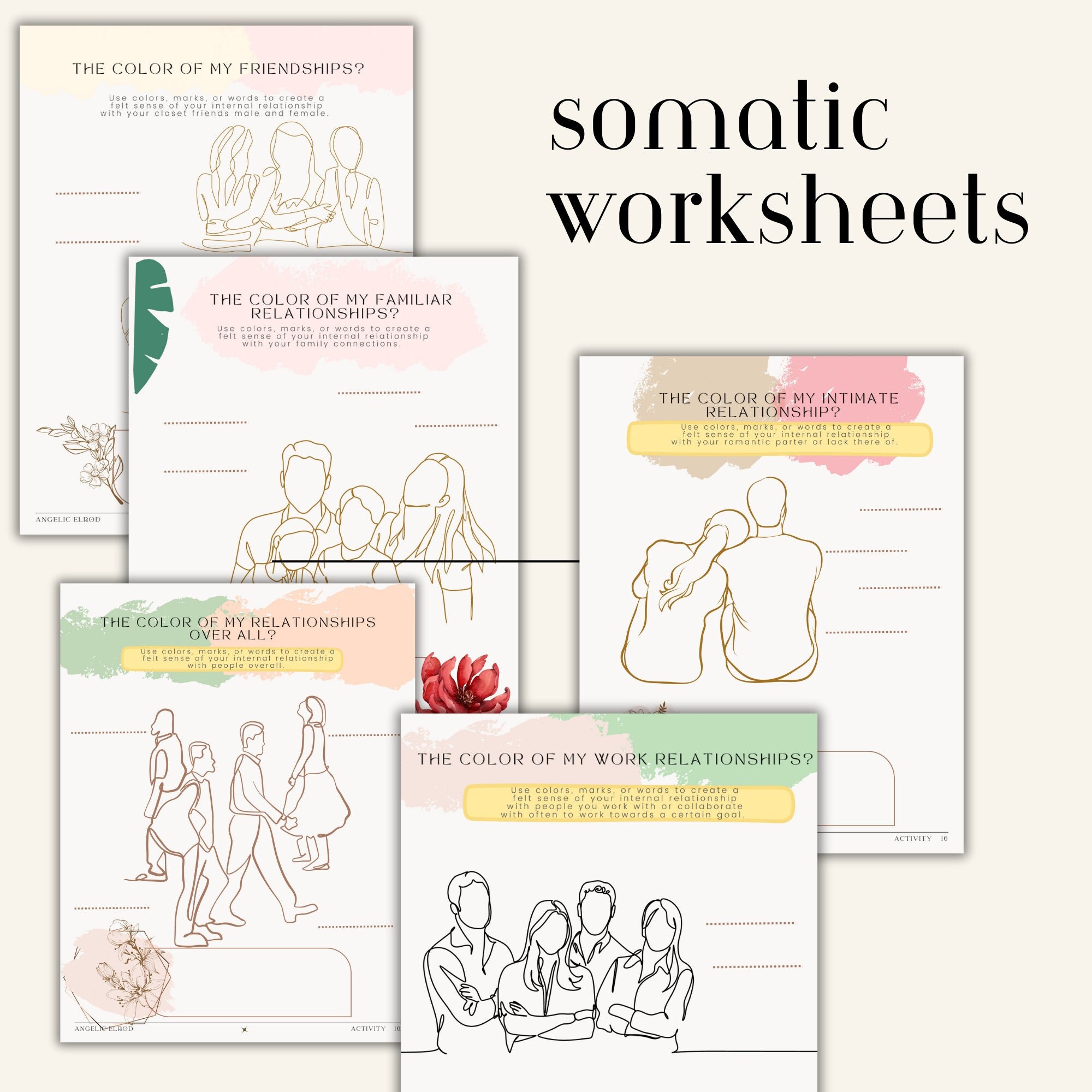 Somatic Printable Worksheets, Activities for Somatic Work, Somatic Art ...