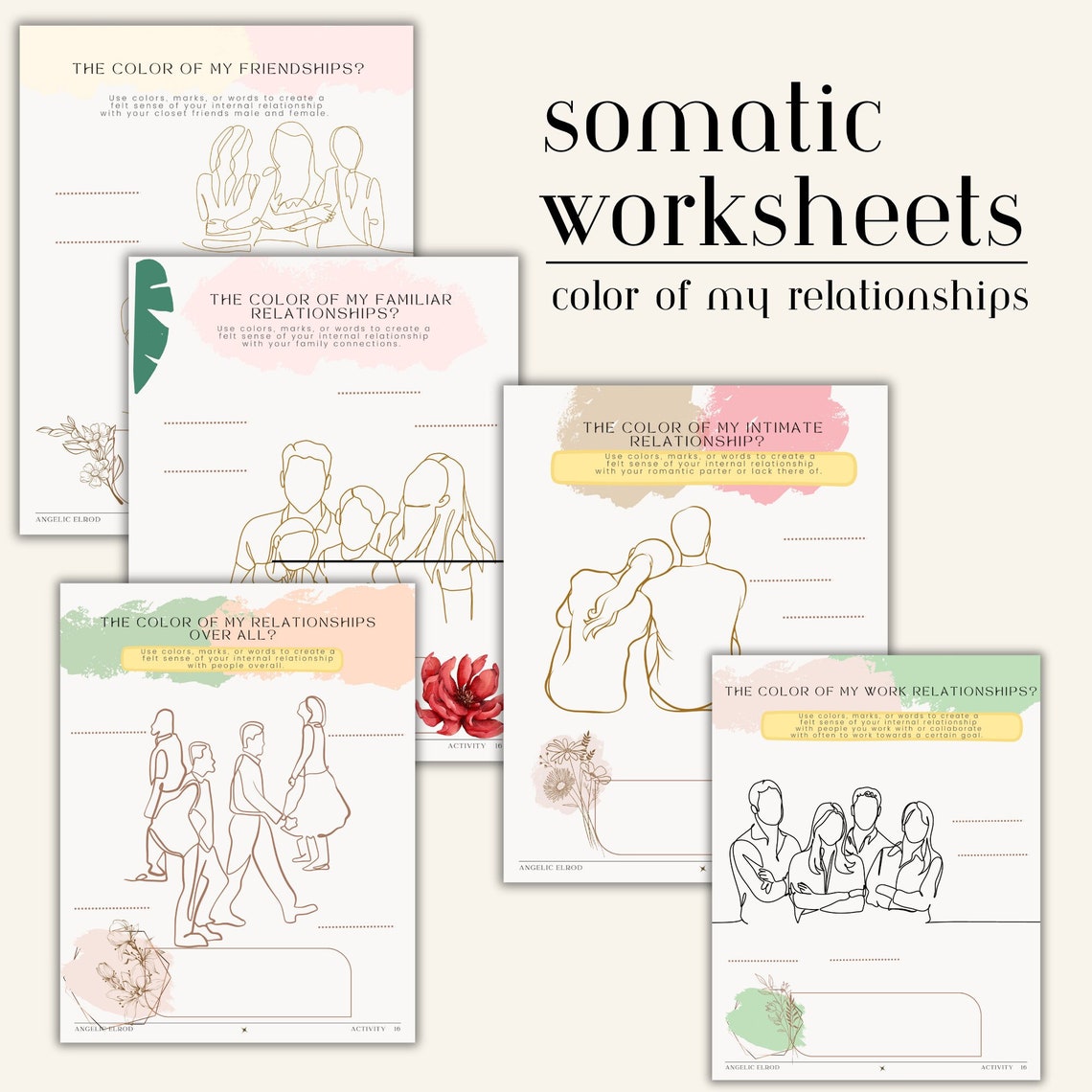 Somatic Printable Worksheets, Activities for Somatic Work, Somatic Art ...