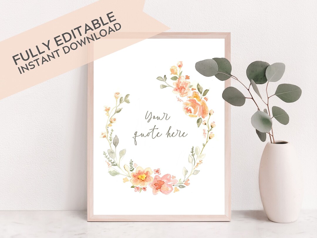 Editable Custom Print Quote or Sign Template, Instant Download, DIY ...