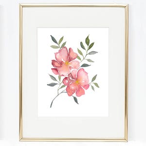 Simple Flower Portrait, Watercolor Floral Print - Etsy