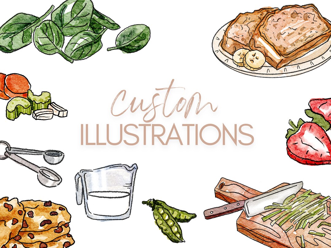 Recipes Custom Illustrated Recipe, Painted Recipe Illustrations - Etsy