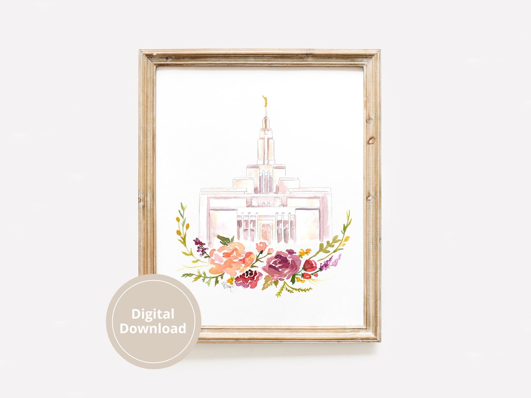 Draper Utah Temple Artwork Download, Mormon Temples Watercolor Download ...