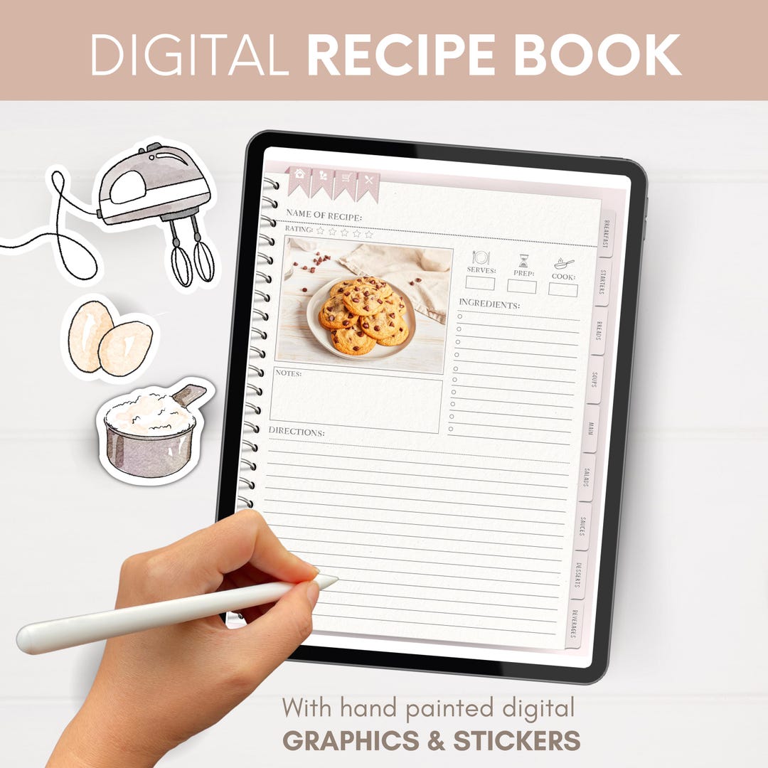 Digital Recipe Book Goodnotes, Goodnotes Recipe, Recipe Journal ...
