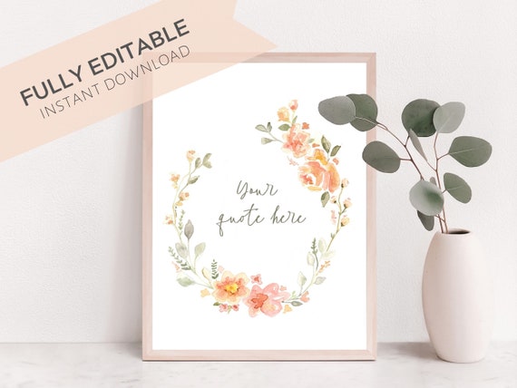 Editable Custom Print Quote or Sign Template Instant - Etsy