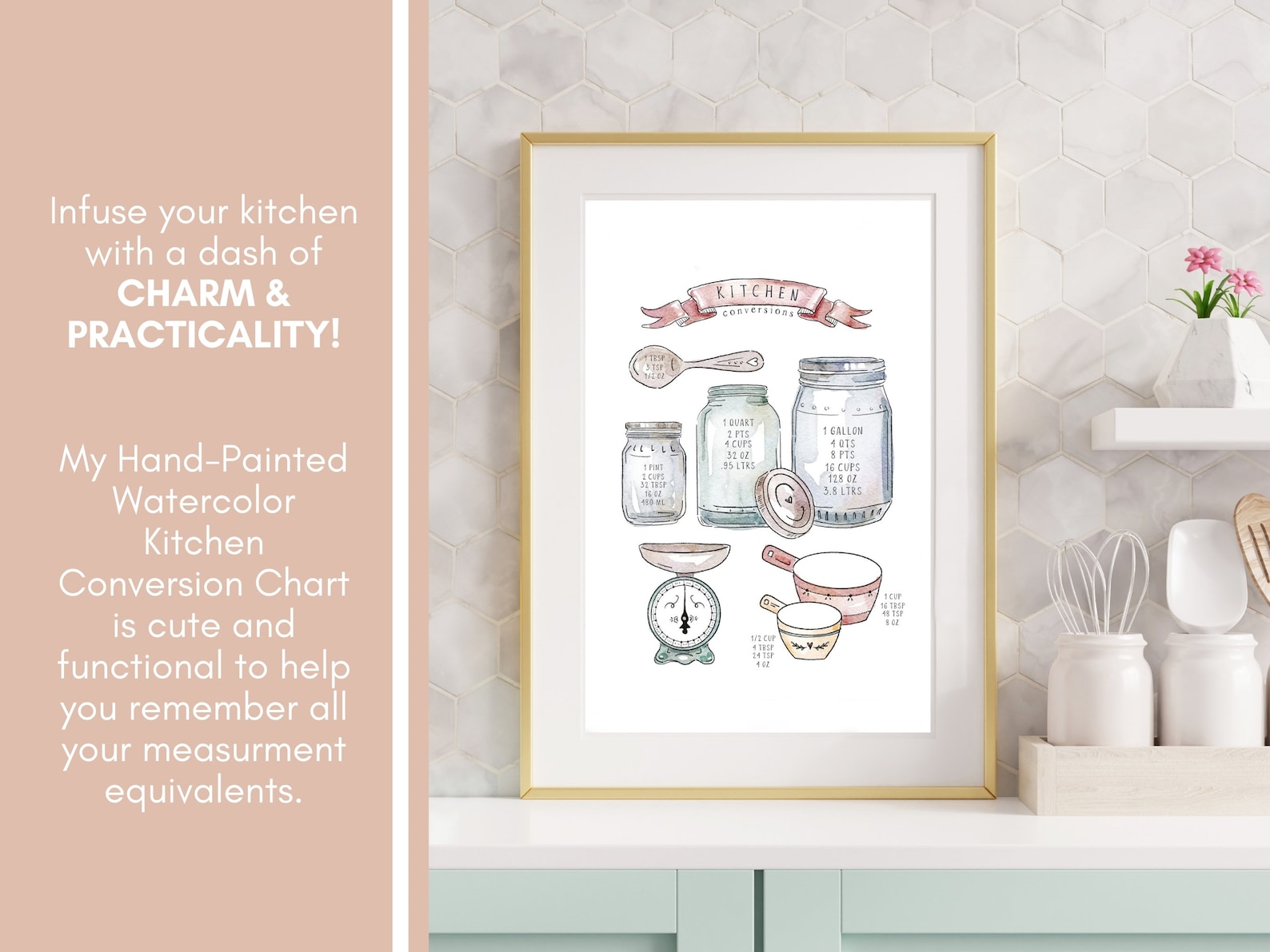 Kitchen Conversion Chart, Conversion Chart for Kitchen, Printable Art ...