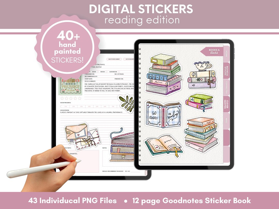 Digital Planner Stickers for Goodnotes, Reading Stickers, Goodnotes ...