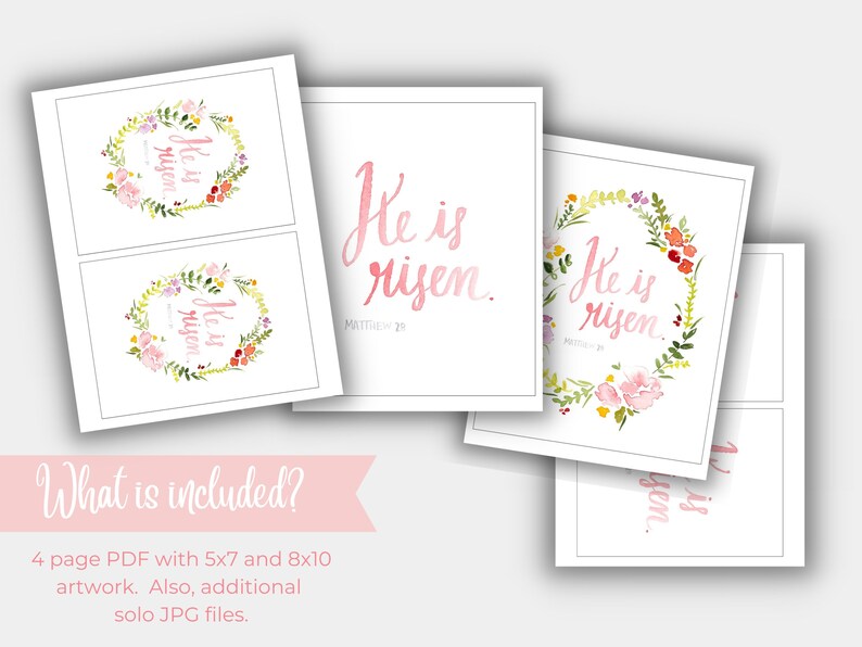 He is Risen Quote Instant Download Easter Flower Wreath - Etsy