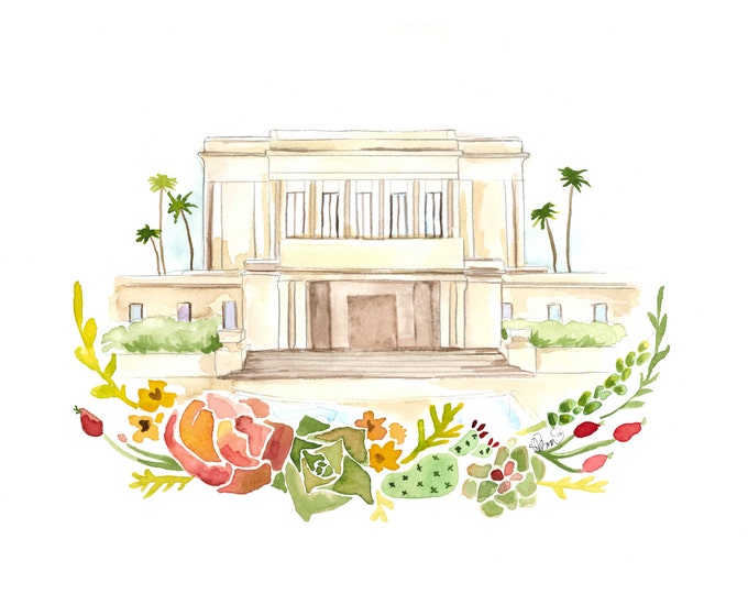 Mesa Arizona LDS Temple Watercolor Mesa Temple | Etsy