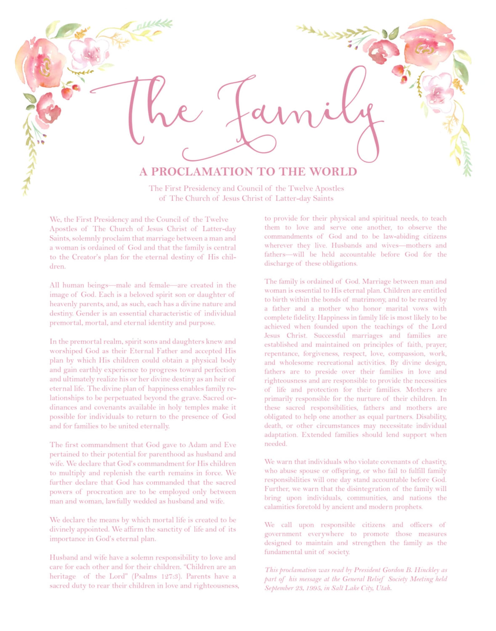 Family Proclamation LDS Quote. Downloadable File. - Etsy