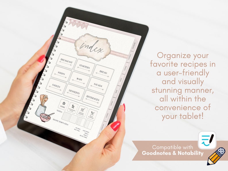 Digital Recipe Book Goodnotes, Goodnotes Recipe, Recipe Journal ...