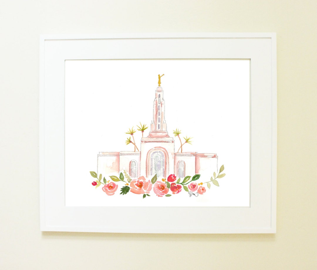 LDS Temple Watercolor redlands Cali - Etsy