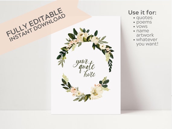 Editable Custom Quote Poem or Sign Template Instant - Etsy