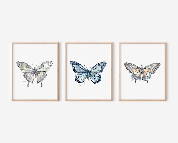 Butterfly Art Print Trio Pack in Cool Tones Set of 3 - Etsy