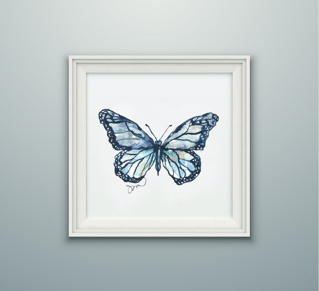 Butterfly Art Print, Blue Butterfly Watercolor Art Print, Butterfly ...