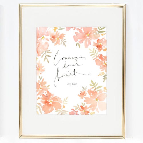 Courage Dear Heart C.S. Lewis Watercolor Print Quote - Etsy