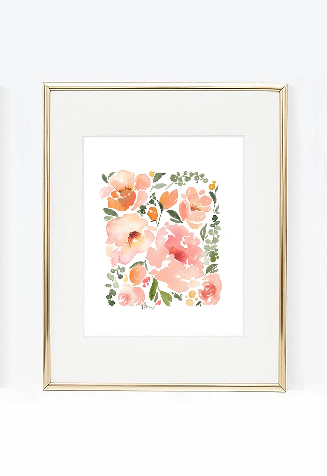Square Flower Design, Home Decor, Watercolor Flowers - Etsy
