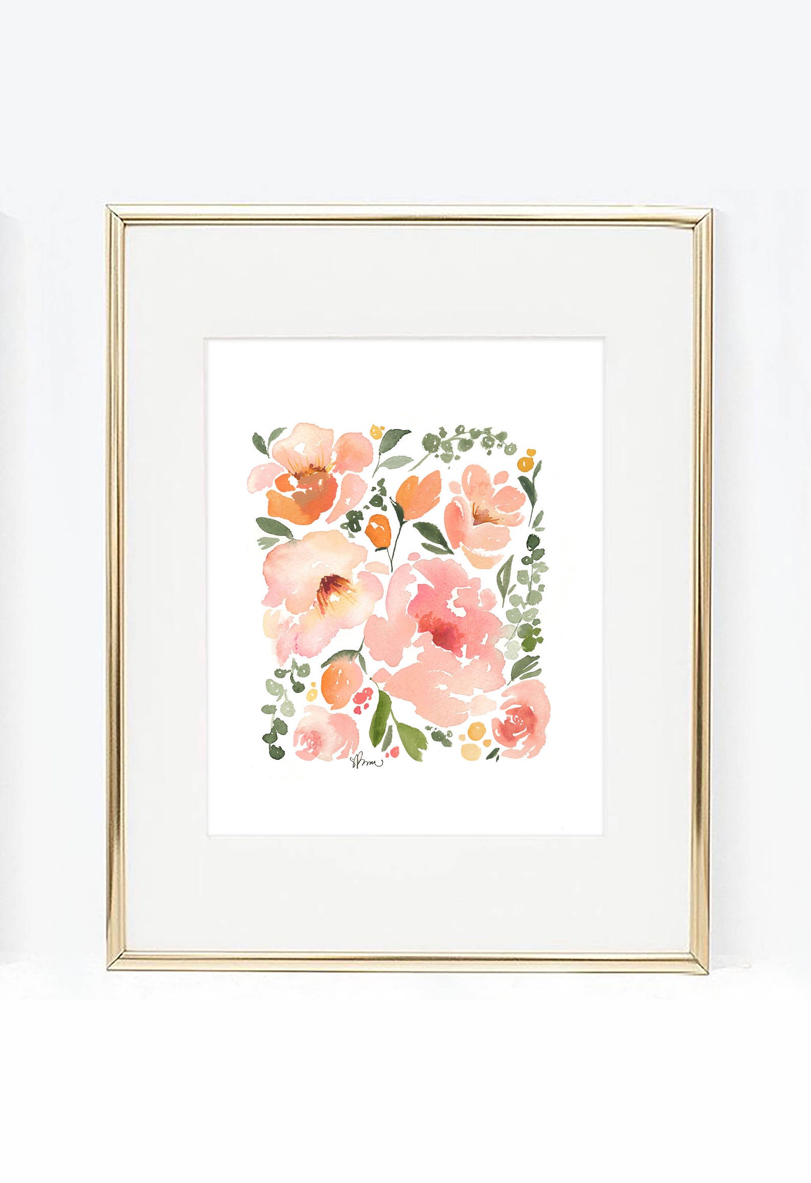 Square Flower Design Home Decor Watercolor Flowers - Etsy