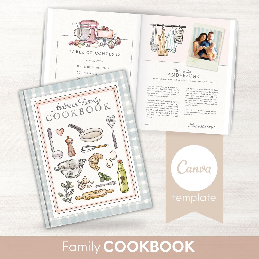 Cookbook Template Canva, Ebook or Print, Homemade Cookbook, Custom ...