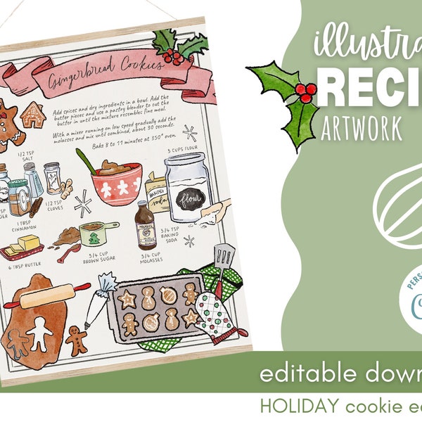 Holiday Recipe Cards - Etsy