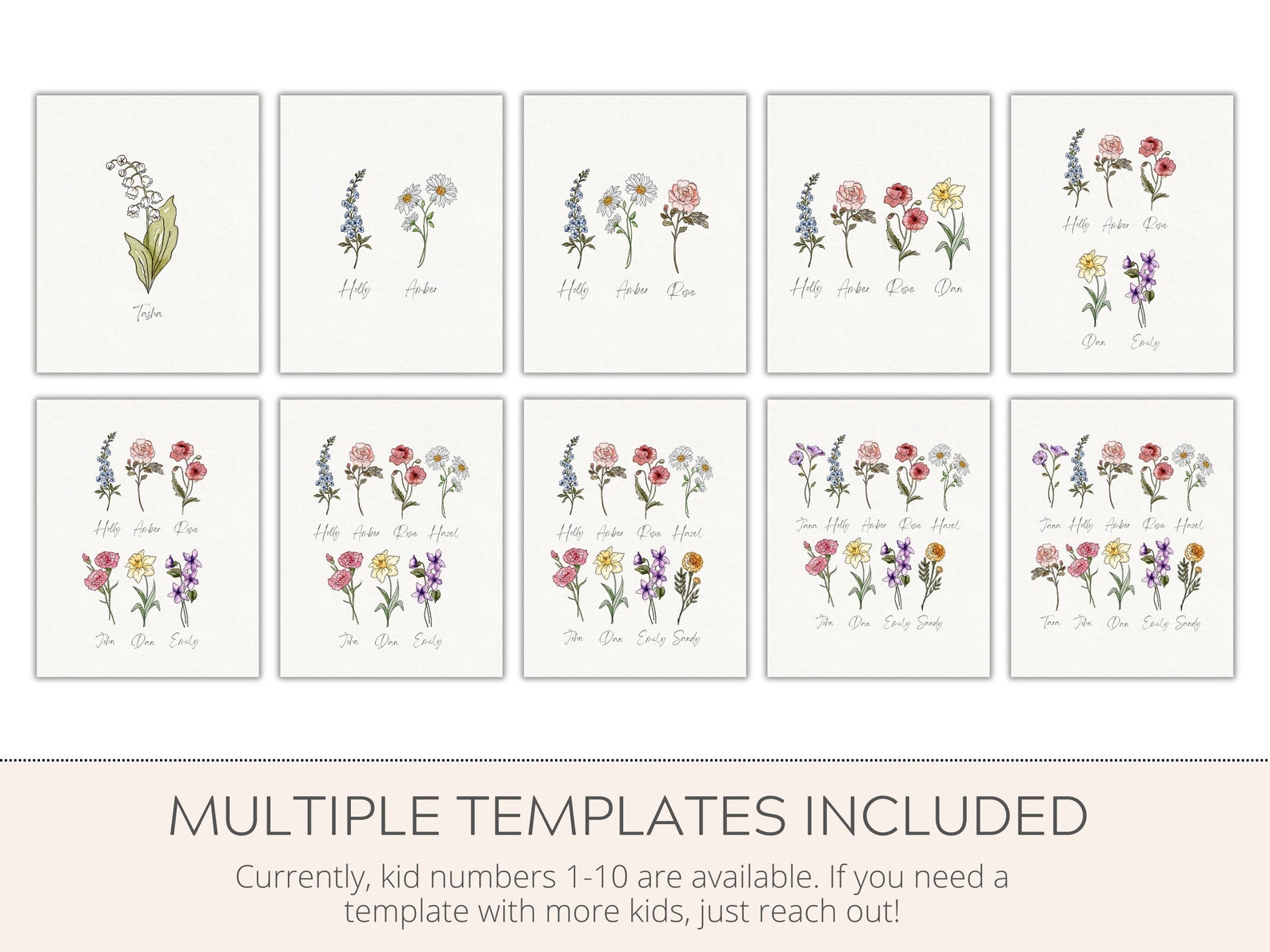 Combined Birth Flower, Affordable Mothers Day Gift, Birth Month Flower ...