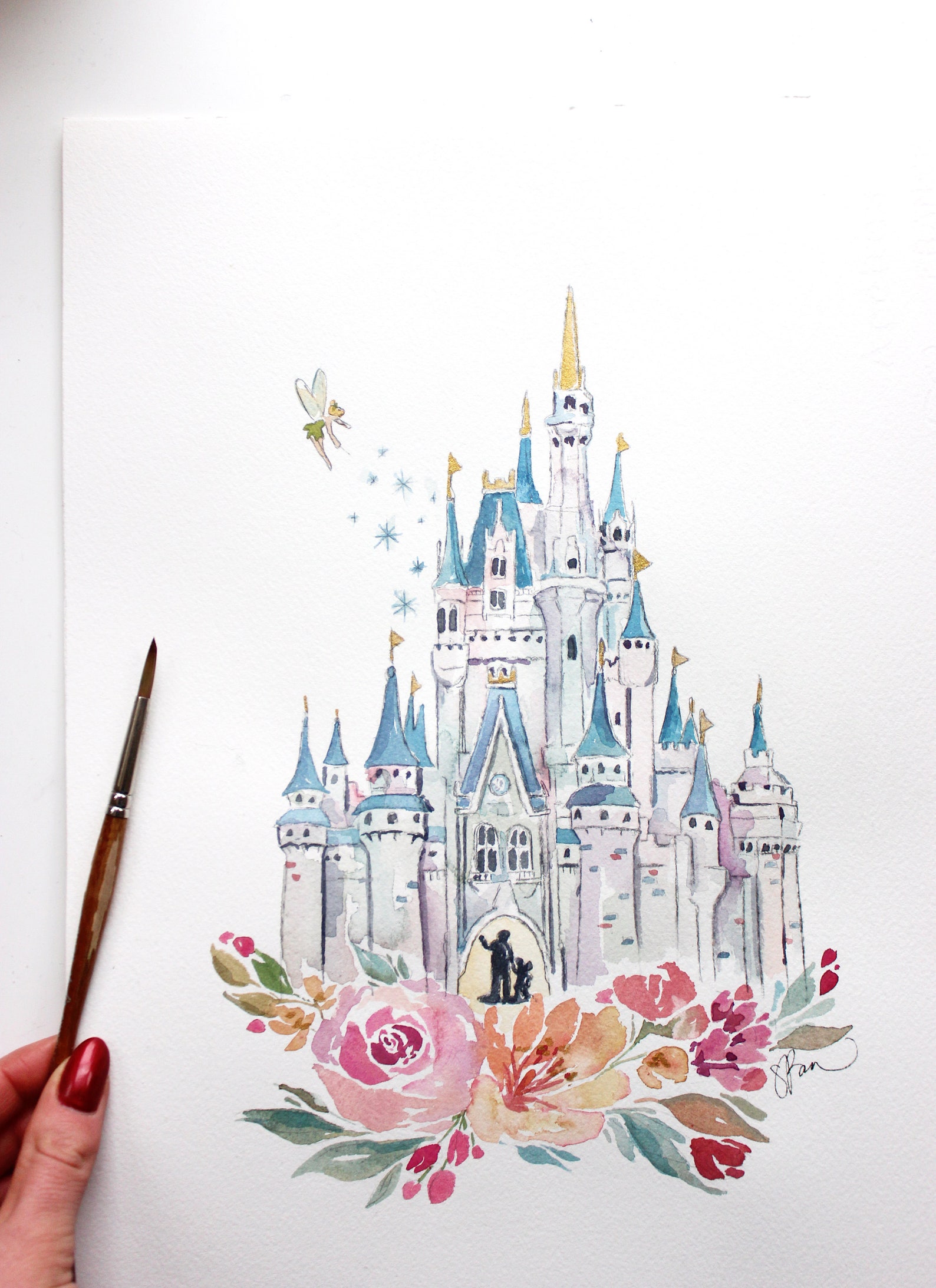 Disney World Print Watercolor Print Disney Castle Princess - Etsy