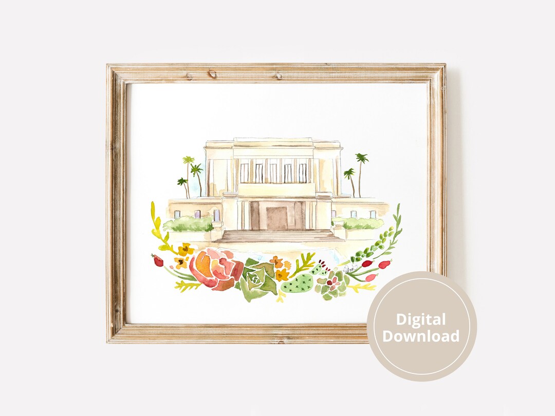 Mesa, Arizona Temple Artwork Download, Mormon Temples Watercolor ...