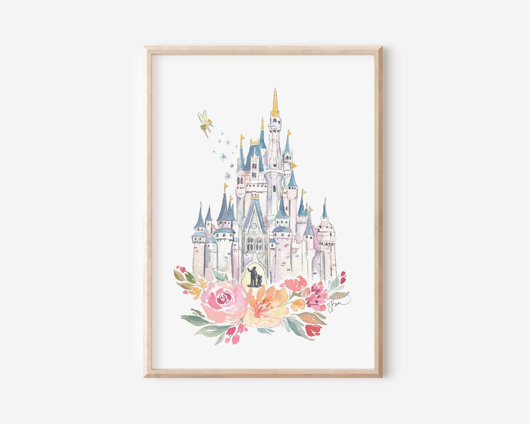 Disney World Print, Watercolor Print! Disney Castle, Princess Castle ...