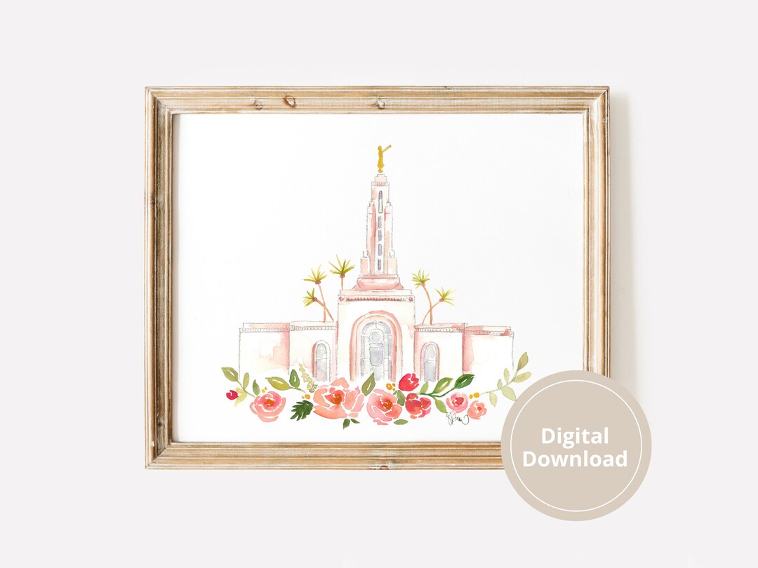 Redlands California Temple Artwork Download, Mormon Temples Watercolor ...