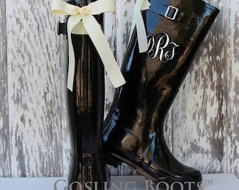 Monogram Rain Boots | Etsy