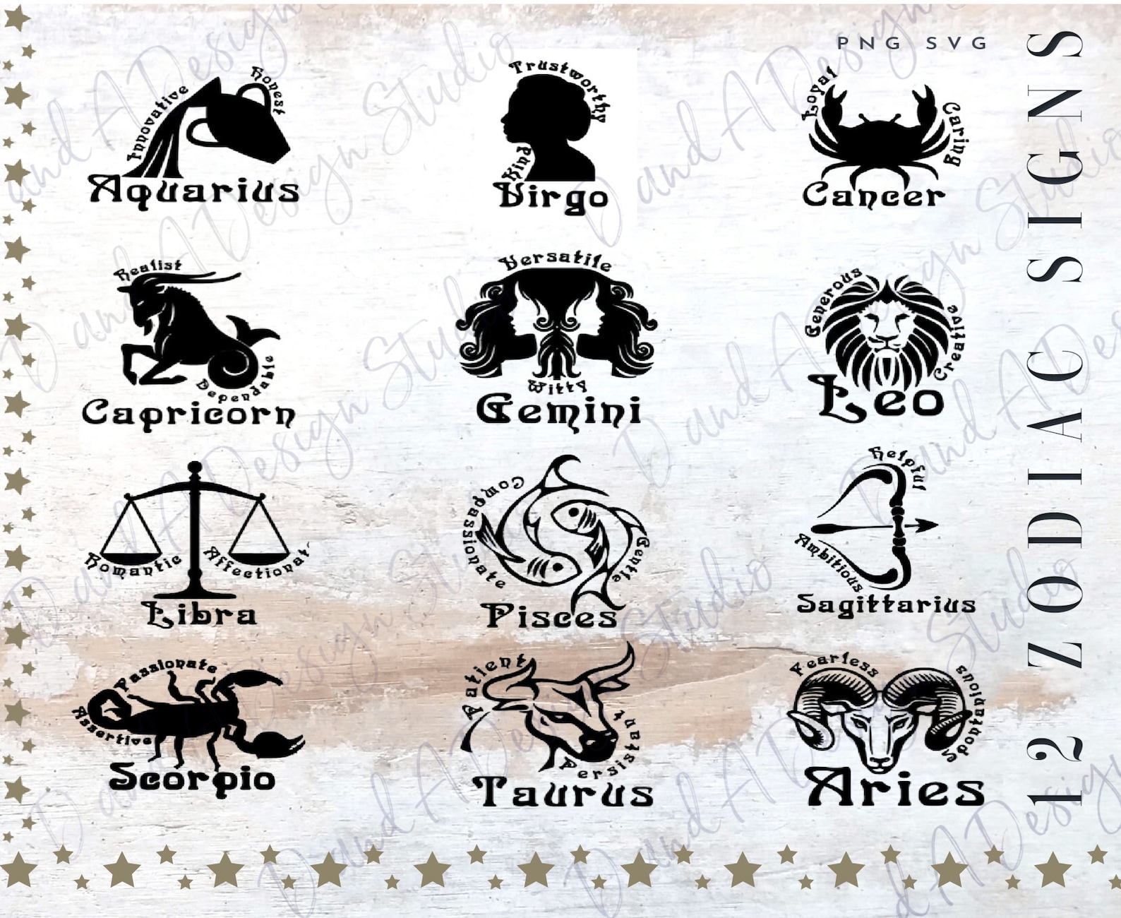 Astrology SVG PNG Digital File Bundle - Etsy