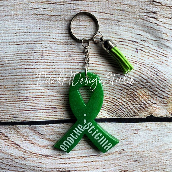 Green Ribbon Keychain Mental Health Awareness Gift for Him | Etsy