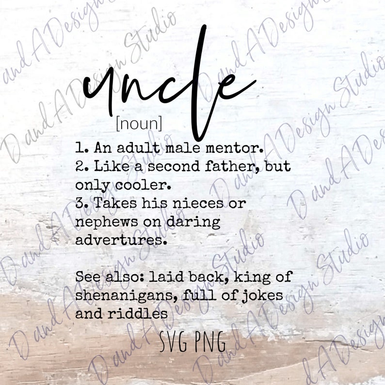 Uncle Definition SVG PNG: National Uncle Day Gift (digital Download) - Etsy