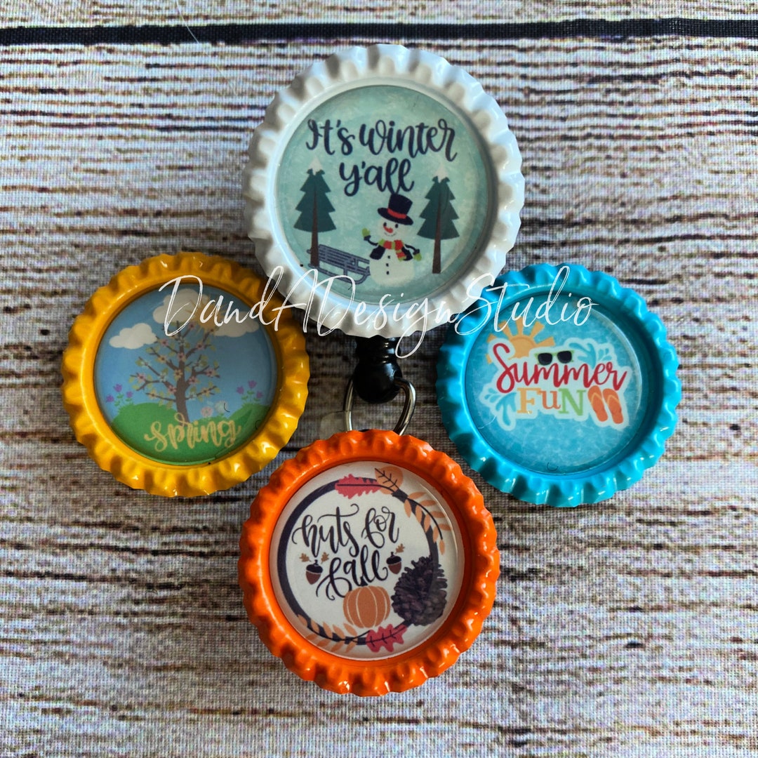 Seasonal Badge Reel Interchangeable Set: Spring, Summer, Fall, Winter ...