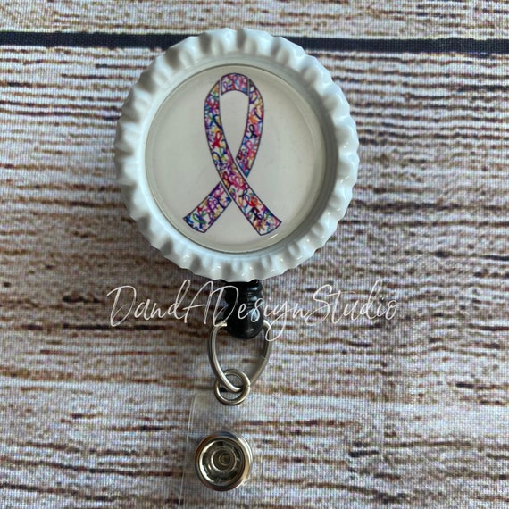 Cancer Ribbon Badge Reel Custom Text Option All Cancers | Etsy