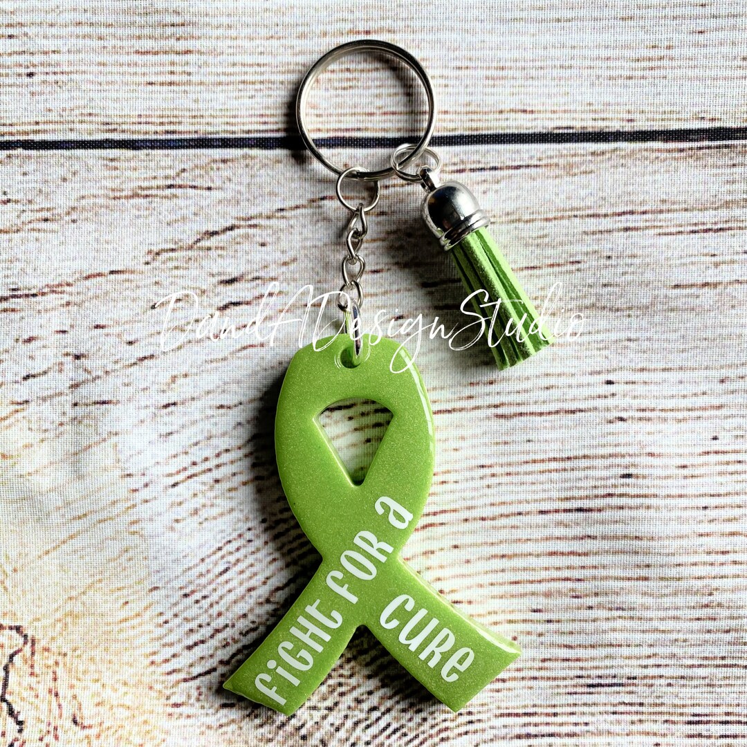Lime Green Awareness Ribbon Keychain: Fight for A Cure - Etsy
