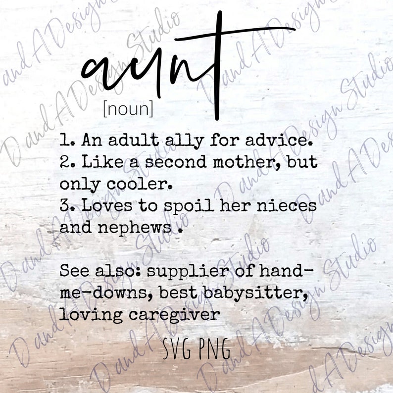 Aunt Definition SVG PNG: National Aunt Day Gift (digital Download) - Etsy