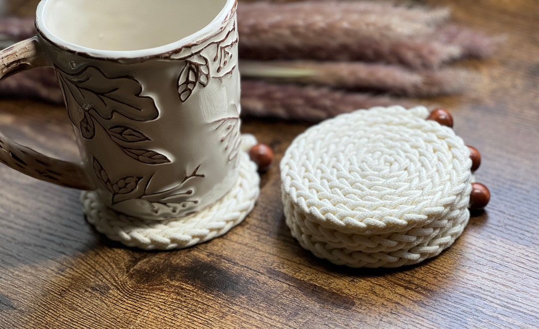 Braided Coster Macrame Coaster Boho Coaster With Bead - Etsy