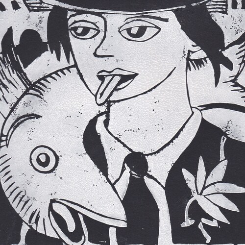 Melodika City Girl Linoleum Print by Stephen Tunney - Etsy