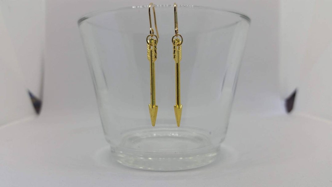 Gold Arrow Dangle Earrings, Medieval Style Jewelry - Etsy