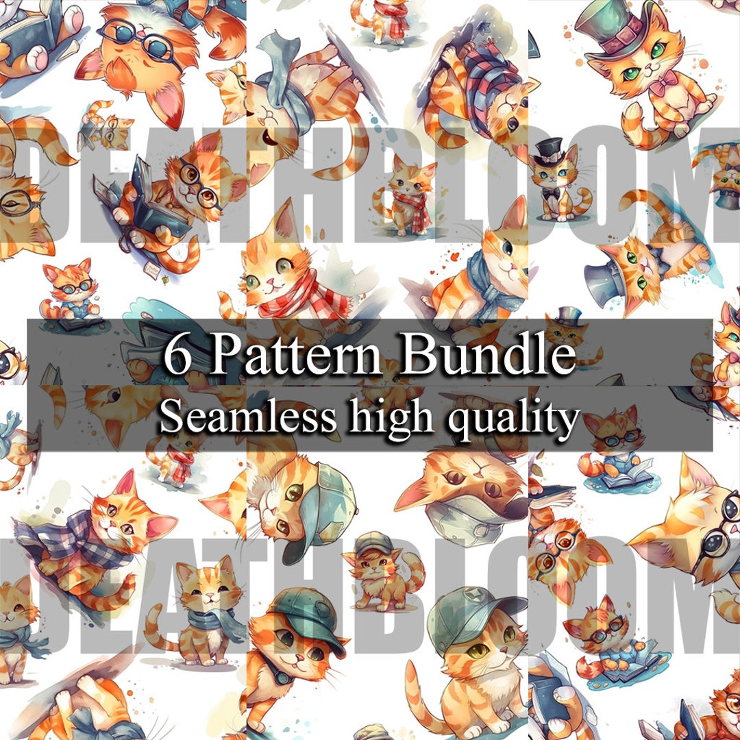 A Collection of Orange Tabby Cat Seamless Patterns 12 Inch X 12 Inch - Etsy
