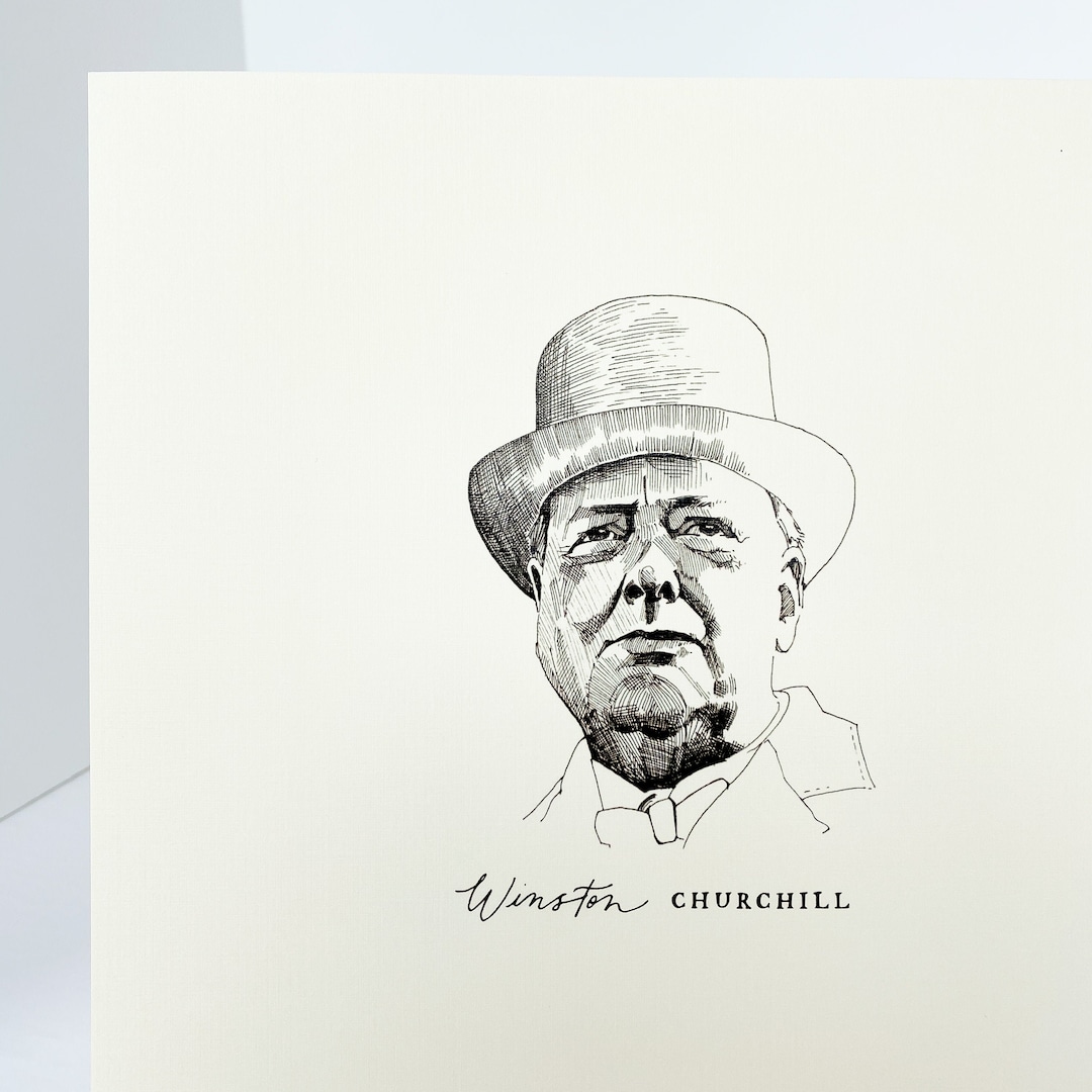 Winston Churchill Print | Pen & Ink Illustration - Etsy