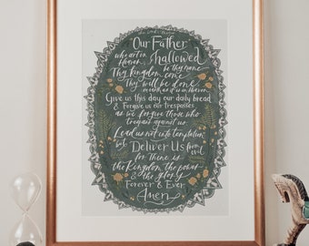 The Lord's Prayer Our Father Prayer Christian Art Calligraphy Giclee ...